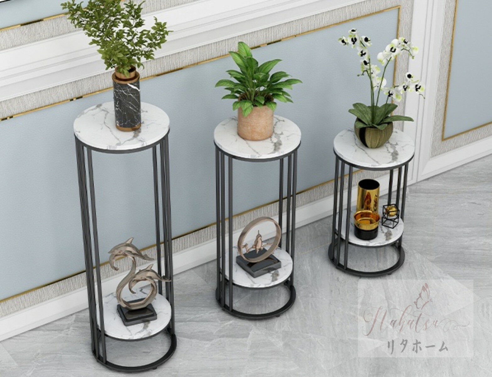 サイドテーブル 人造大理石コンソールテーブル 玄関テーブル 花台 電話台 高さ90cm サイドテーブル 【商品仕様】本体寸法：幅30 ×奥行30 ×高さ90cm商品状態：新品カラー：写真通り材質：人造大理石、ラッカー塗装 、合金、他1点値段...