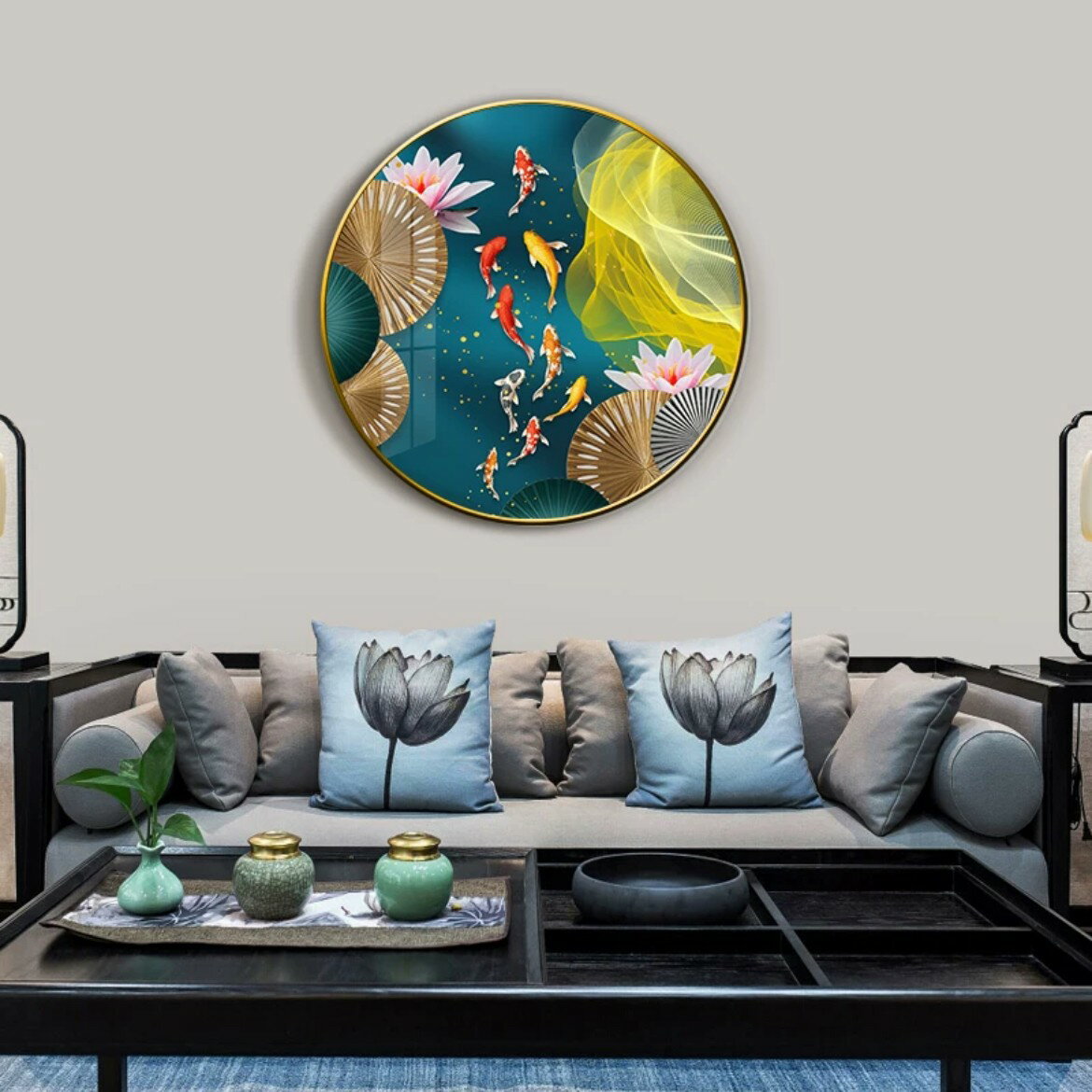 サイズ：幅50（cm) 厚み：約4cm 材質：水晶磁絵、アルミニウム合金枠 サイズの違うものもございます。 （20cm〜100cm） 値段も変ってきますので、ご検討頂けましたら幸いです。 ☆☆★★★★★★★★★★★★★☆☆ ◆お客様のご覧に...