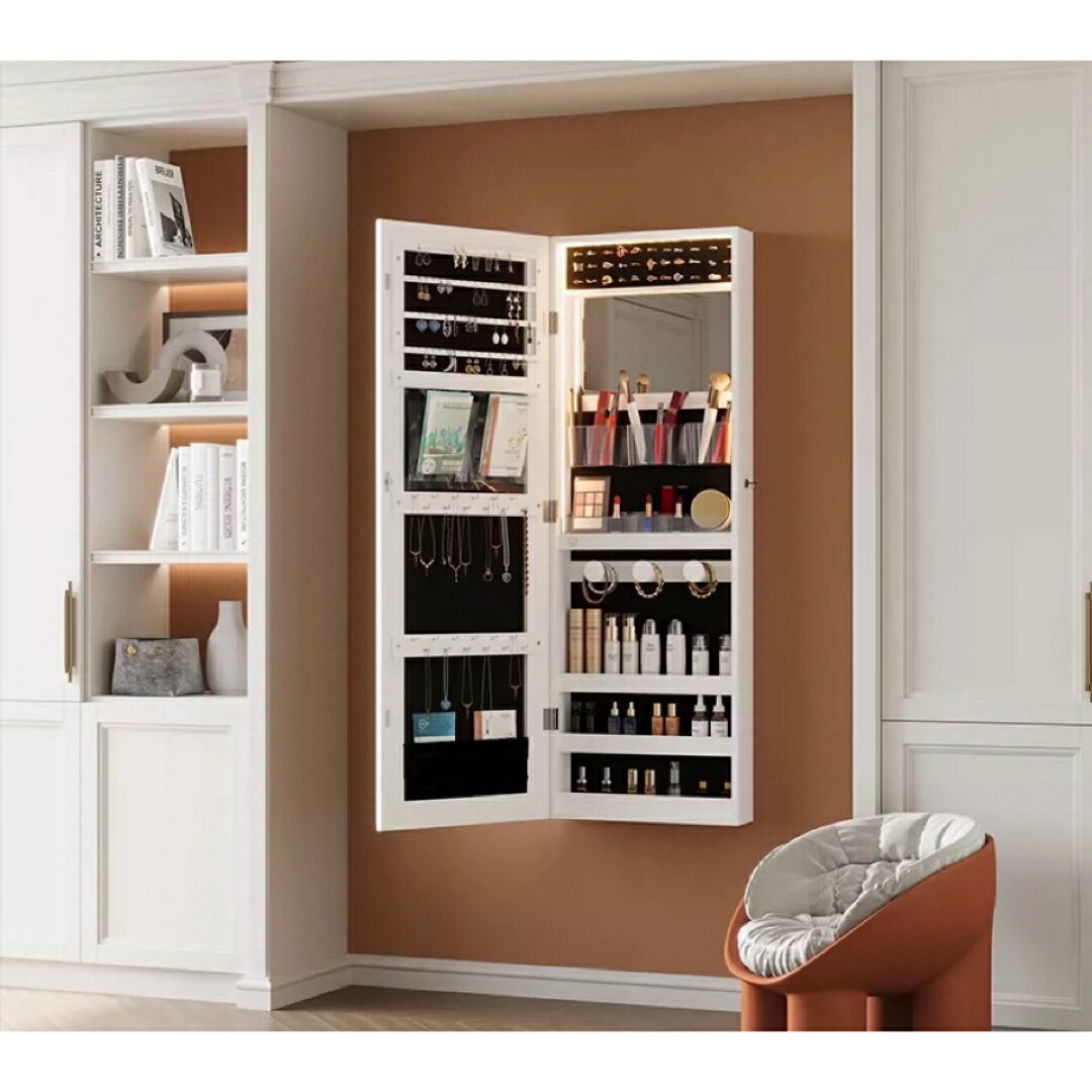 商品説明 全体サイズ：幅37&nbsp;x&nbsp;奥行き10&nbsp;×&nbsp;高さ108（cm)製品重量：約13kg材質：合成樹脂化粧合板（メラミン）、MDF、ラッカー塗装、スチール、ミラー☆☆★★★★★★★★★★★★★☆☆&n...