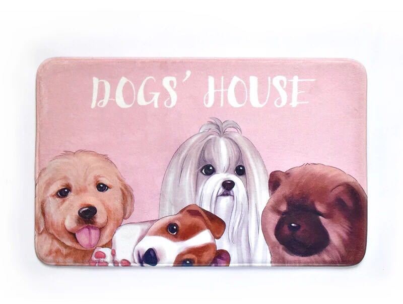 犬タイプ☆ラグマット リビング．玄関マット．カーペット．お風呂マット 犬柄60サイズ