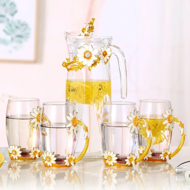 ティーポットx1点 (1300ml)カップx4点　 (350ml)スプーンx4点状態：新品素材:ガラス★購入後のキャンセルは、ご遠慮ください。★検品のため開封してある場合があります。★複数ご注文の場合やお急ぎの場合は必ず事前に納期のお質問を...