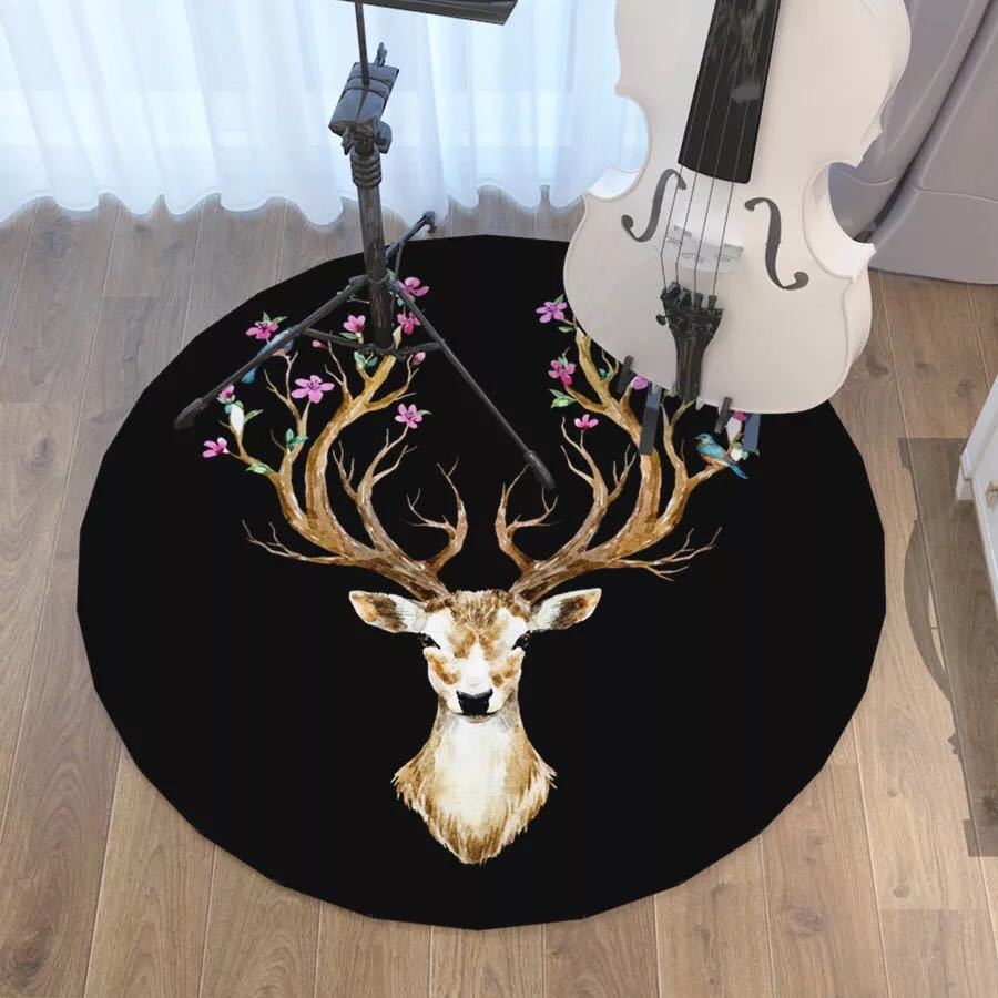 新品厚み（約）：0.6cmサイズ：直径 約80cmの円形です。材質：表生地：ポリエステル 100% 中材：ウレタンフォーム 裏生地：不織布(滑り止め加工付き)☆ 発送の際、折り畳んでの発送となりますので、ご理解の上ご購入お願い致しますご希望...