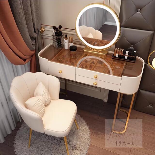 商品説明 ドレッサー：幅100 ×奥行き40×高さ78（cm）ミラー：幅48 ×高さ45イス：幅 46 × 奥行き48 x 高さ81（cm）☆☆★★★★★★★★★★★★★☆☆ ◆お客様のご覧になっているモニター等により多少色が異なる場合がご...