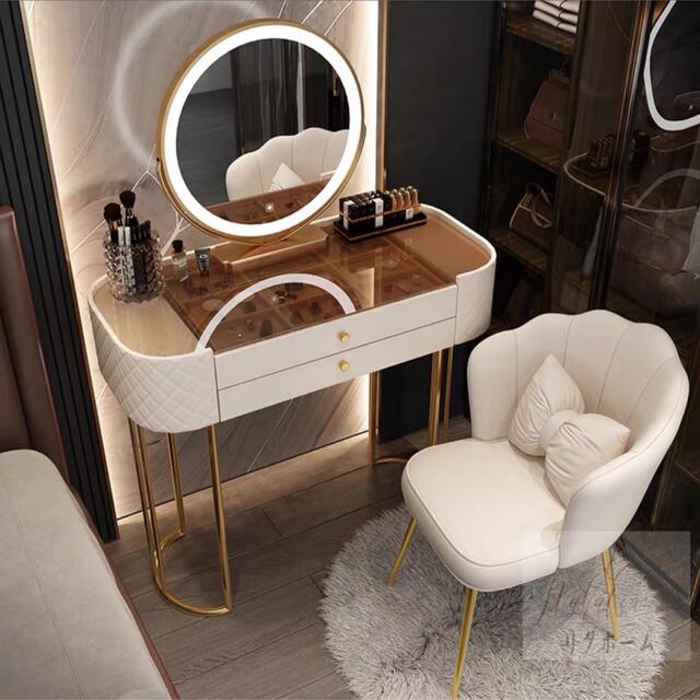 商品説明 ドレッサー：幅80 ×奥行き40×高さ75（cm）ミラー：幅48 ×高さ45（cm）イス：幅 46 × 奥行き48 x 高さ81（cm）☆☆★★★★★★★★★★★★★☆☆ ◆お客様のご覧になっているモニター等により多少色が異なる場...