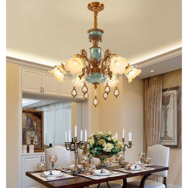 商品説明 【商品詳細】状態：新品未使用サイズ：幅75&nbsp;x&nbsp;高さ65（cm）E14白熱球、電球型蛍光灯、LED電球使用可能使用電球：6個（※電球は付属しておりません）■本体は組立て式です※取り付けにつきまして、電源直結タイ...