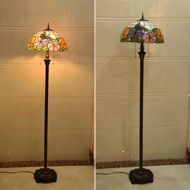 商品説明 美しいガラスはどこから見ても華やかで美しい。繊細な造りの素敵なステンドランプ消灯時も素敵なインテリアになりますねサイズ&nbsp;：幅40&nbsp;x高さ165cmワット数&nbsp;：40w&nbsp;x&nbsp;2（口金&...