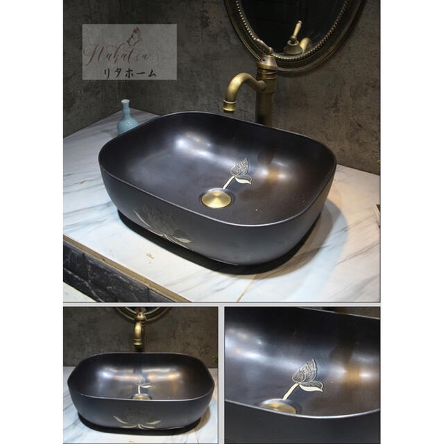 高級洗面台 洗面ボウルセット洗面ボール 陶器 手水鉢 手洗器蛇口 排水金具付き 洗面ボウルセット 外寸サイズ（cm）： 幅：50 奥行き：38 高さ：15素材：陶磁器取付について：取付工事はお近くの工務店様にご相談してください★購入後のキャ...