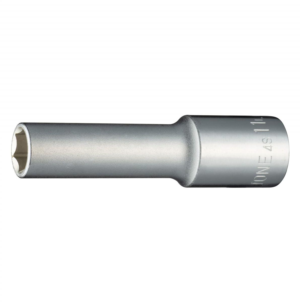 サイズ：4S-11L:二面幅:11mm◆商品名：トネ(TONE) ディープソケット(6角) 4S-11L 差込角12.7mm(1/2") 二面幅11mm対辺寸法(mm):11差込角(mm):12.7全長(mm):83●ボルトが突出したナット...