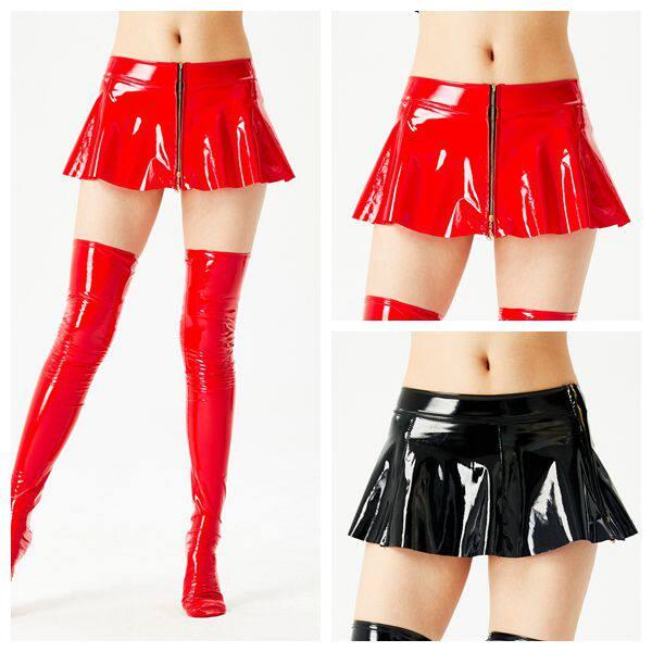 レディース ミニスカート PUレザー 光沢 ジッパー プリーツ 伸縮性 セクシー クラブ バイカースタイル ホット フィット ナイトアウト 普段使い 軽量 ストレッチ・サイズ: M,L,XL・柄: 無地・スタイル: セクシー・腰型: ローラ...