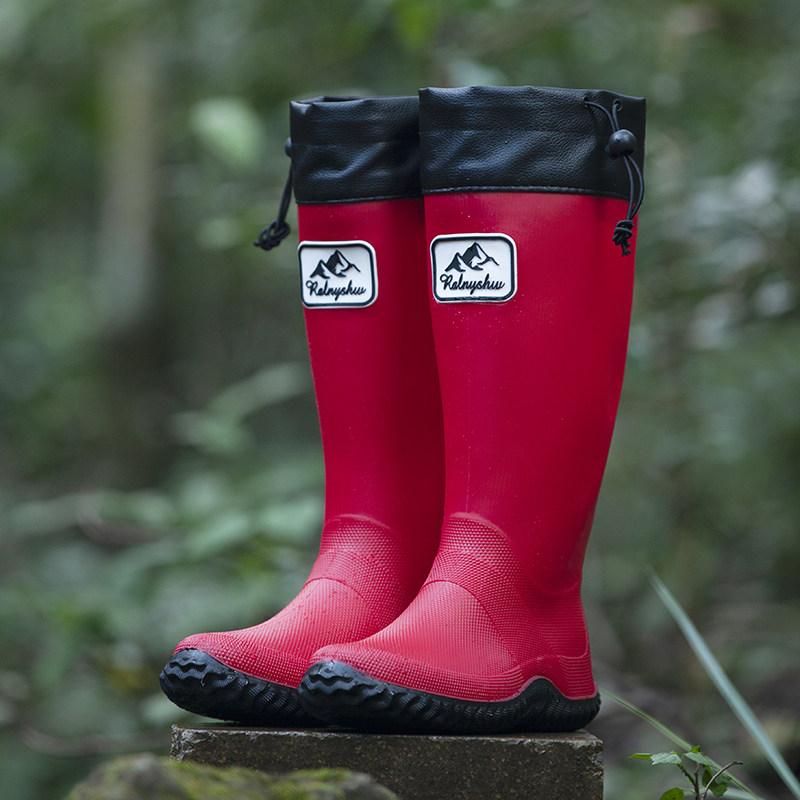レインシューズ ハイカット 折りたたみ 伸縮 ドローストリング ソフト筒 キャンプ用 アウトドア 滑り止め 男女兼用 防水 軽量 通気性 ウォーターシューズ・サイズ展開: 36,37,38,39,40,41,42,43,44,45・対象: ...