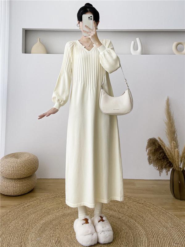 ワンピース レディース 秋冬 長袖 ニット ゆったり スタイルアップ 高級感 ロング丈 インナー レイヤード セータードレス 編み込み 暖かみ 普段使い・対象年齢: 25-29歳・サイズ展開: M.L.XL.XXL・柄: 無地・・ネックライ...