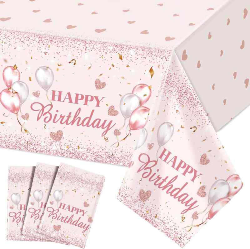 パーティー テーブルクロス ピンク 風船 柄 女の子 子供 誕生日 かわいい 使い捨て プラスチック ガールズ パーティー デコレーション アイテム