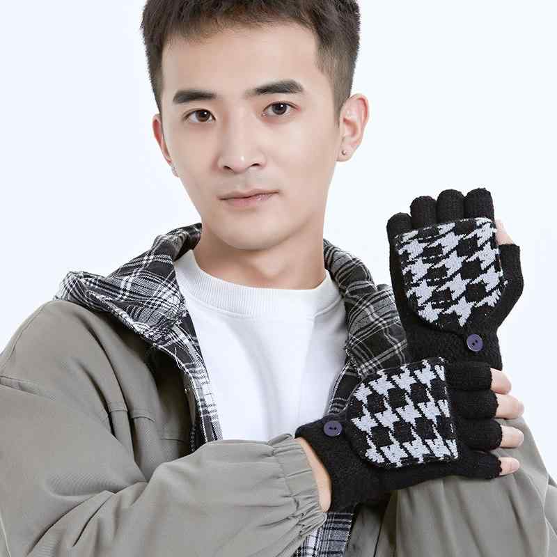 手袋 メンズ レディース 冬用 半指 指抜き フリップカバー 起毛 保温 ニット 韓国 学生用 通学 暖か 伸縮性 軽量・性別: 男性・スタイル: 分指手袋・カラー展開: ブラック.ダークグレー.ネイビー.グレー.ダークグリーン.ブラウン・...