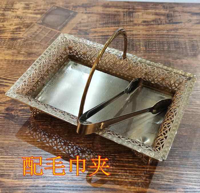 タオルバスケット 温湿タオル用 金属製 レトロ 持ち運び式 トレイ バー ホテル用 スタイル クリップ付き 業務用 スタイリッシュ 多機能・素材: 金属・スタイル: 欧風・カラー展開: 青銅色（クリップ付き）.青銅色（クリップなし）.金色（...