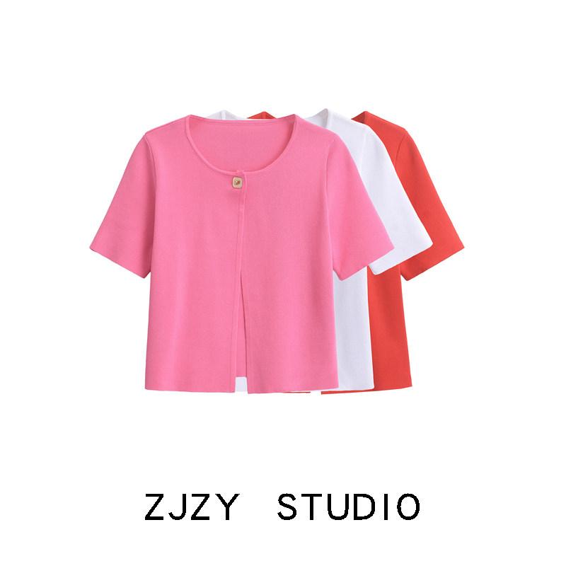 レディース ニット カーディガン 短袖 クルーネック 無地 平編み 軽量 伸縮性 普段使い 通勤用 柔らかい素材・スタイル: ストリート・袖丈: 短袖・ネックライン: クルーネック・着丈: 標準・主な素材: ポリエステル・サイズ展開: S,...