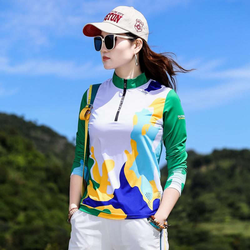 長袖トップス レディース アウトドア 接触冷感 迷彩 速乾 伸縮性 UVカット 通気性 ランニング ハイキング スポーツウェア・スタイル: ストリート・版型: スリム・主な素材: ポリエステル90%.スパンデックス10%・袖型: スタンダー...