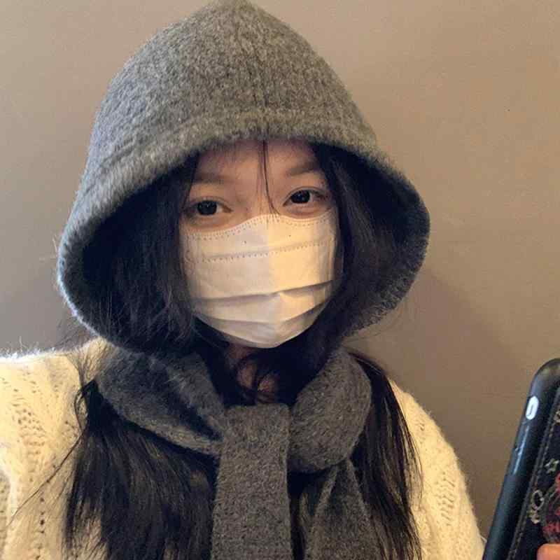 ニット帽 レディース 秋冬 バラクラバ フード マフラー 一体型 暖か 耳あて 毛糸 大きめサイズ 伸縮性 ニット素材 保暖 防寒 スキー スノーボード アウトドア 普段使い・スタイル: 甘美可愛・タイプ: セットオン帽・帽頂形状: 丸頂・...