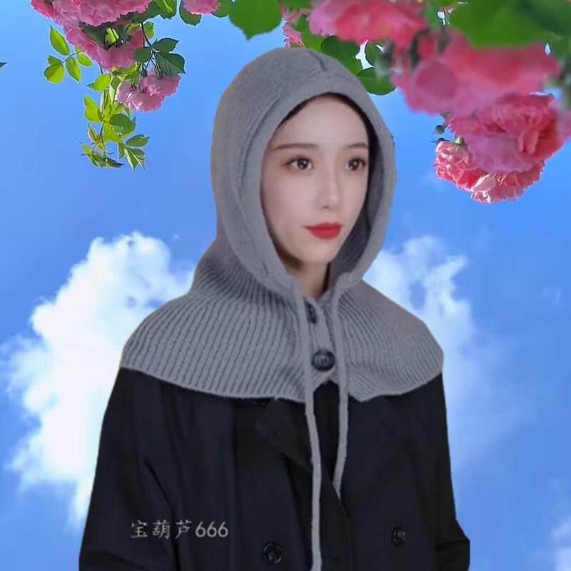 レディース ニット帽 バラクラバ マフラー一体 ドローコード 小紅帽風 冬用 暖か フェイスカバー 伸縮性 グレー ブラック・スタイル: カジュアル・帽頂: 丸型・帽檐: 短檐・種類: ニット帽・柄: ストライプ・対象: 女性・サイズ: フ...