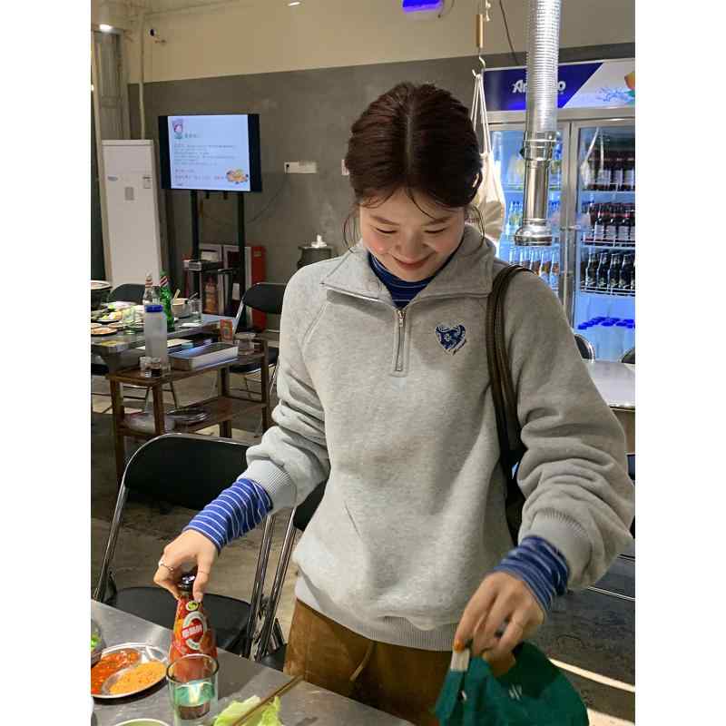 レディース パーカー 韓国 ハーフジッパー スタンドカラー スウェット フーディー 厚手 起毛 暖か アウター 普段使い 秋冬 合わせやすい・シルエット: ゆったり・厚み: 厚手・襟: スタンドカラー・着丈: 標準・柄: 無地・首元: プル...