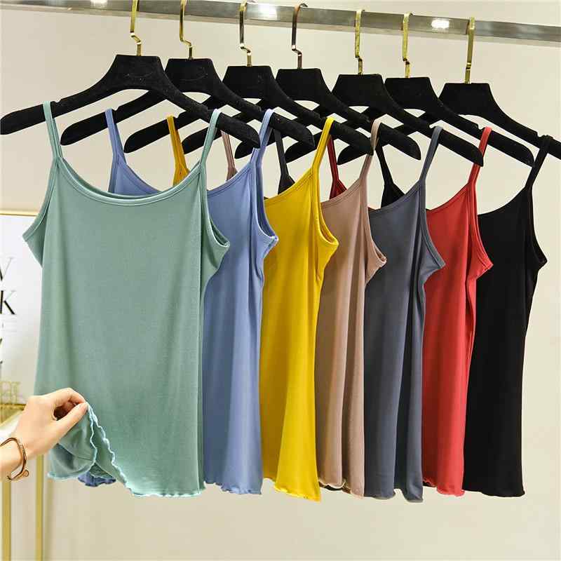 吊り帯キャミソール レディース 夏用 薄手 ゆったり インナー トップス セクシー フリル 寝間着 ルームウェア 再生繊維 軽量 部屋着・・柄: 無地・要素: フリル.背中開き・カラー展開: ブラック.ホワイト.パープル.スカイブルー.ライ...