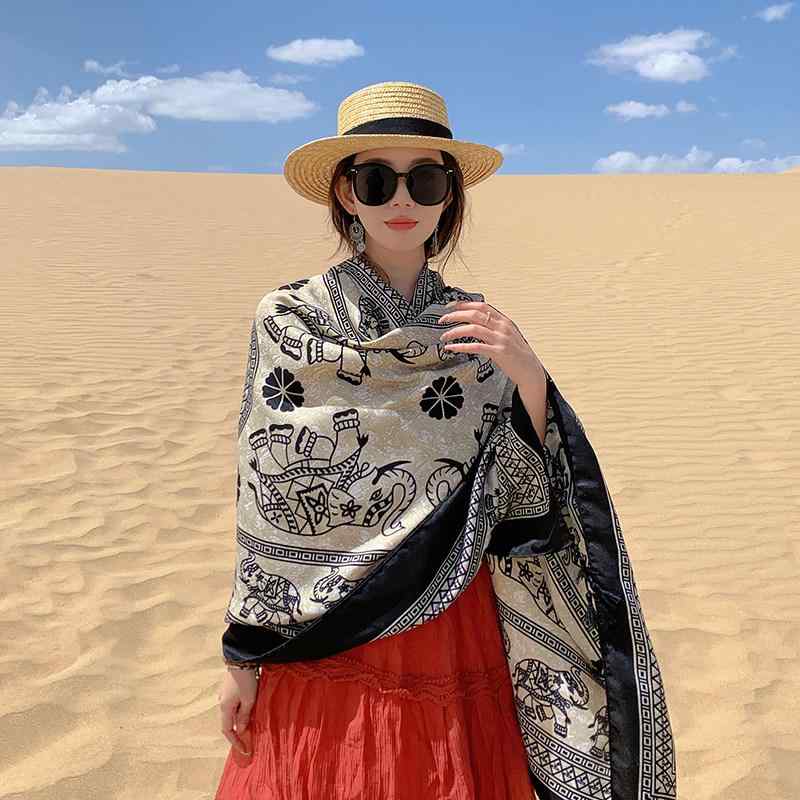 スカーフ レディース ストール 夏用 旅行 アウトドア 砂漠 日焼け防止 UVカット エスニック 象柄 写真撮影 ヘッドラップ ショール ・スタイル: 民族風・種類: スカーフ・柄: 動物プリント・素材: ポリエステル・幅: 90cm・長さ...