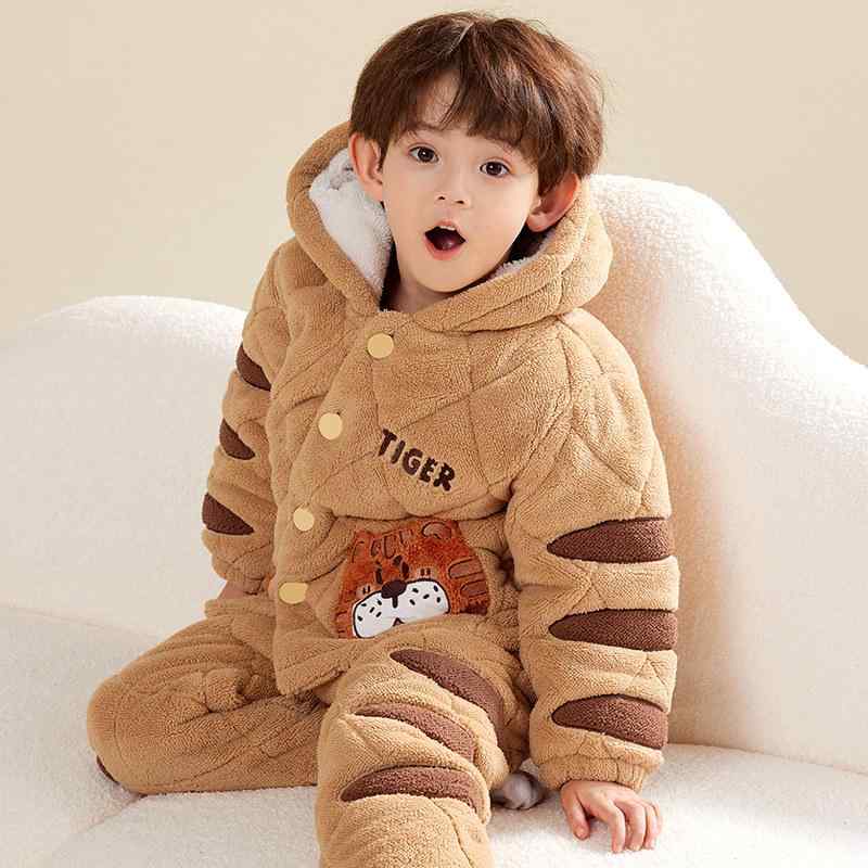 子供 男の子 パジャマ 秋冬 厚手 コーラルフリース 綿入り 暖か ルームウェア 柔らかい 家居着 就寝用・スタイル: カートゥーン・柄: プリント・主な素材: ポリエステル100%・袖丈: 長袖・ネックライン: クルーネック・パンツ丈: ...