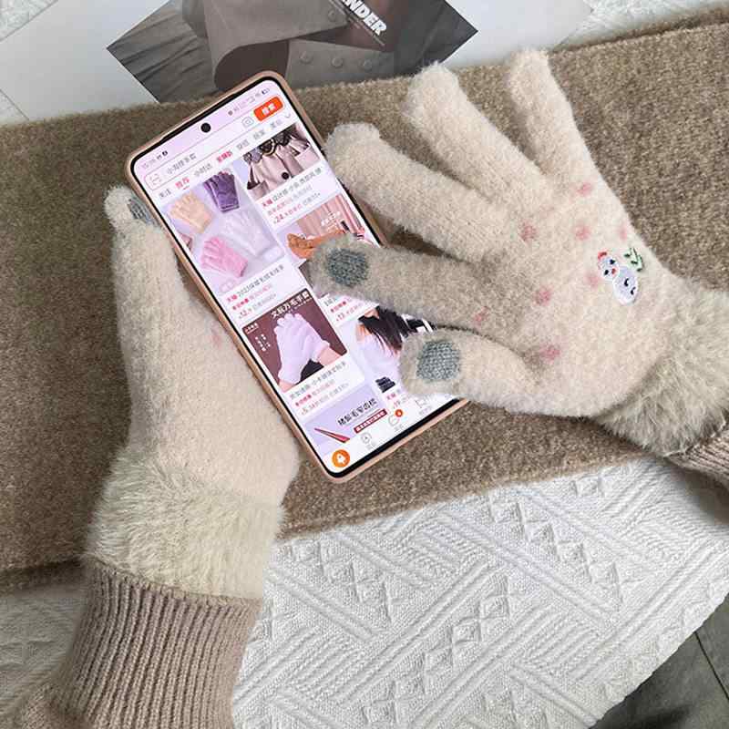 レディース 手袋 冬用 雪だるま柄 かわいい カートゥーン刺繍 ニット 起毛 厚手 サイクリング 防風 保温 タッチスクリーン対応 暖か アウトドア グローブ・カテゴリ: 男女兼用・スタイル: 分指手袋・対象: 子供.若者.カップル・サイズ...
