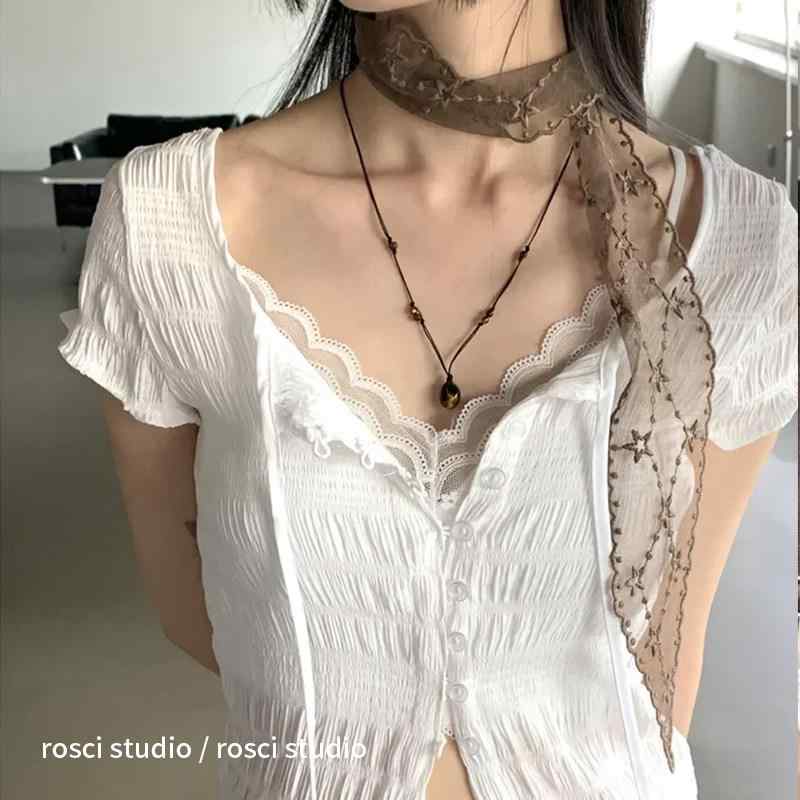 レディース スカーフ ヘアアクセサリー ホワイト レトロ レース ロング 首元 髪結び ヘアバンド 星モチーフ ヘアゴム ユニーク 軽やか ファッション 普段使い 柔らかい素材 シンプル スタイリッシュ・スタイル: 甘美・カテゴリ: 髪ゴム...