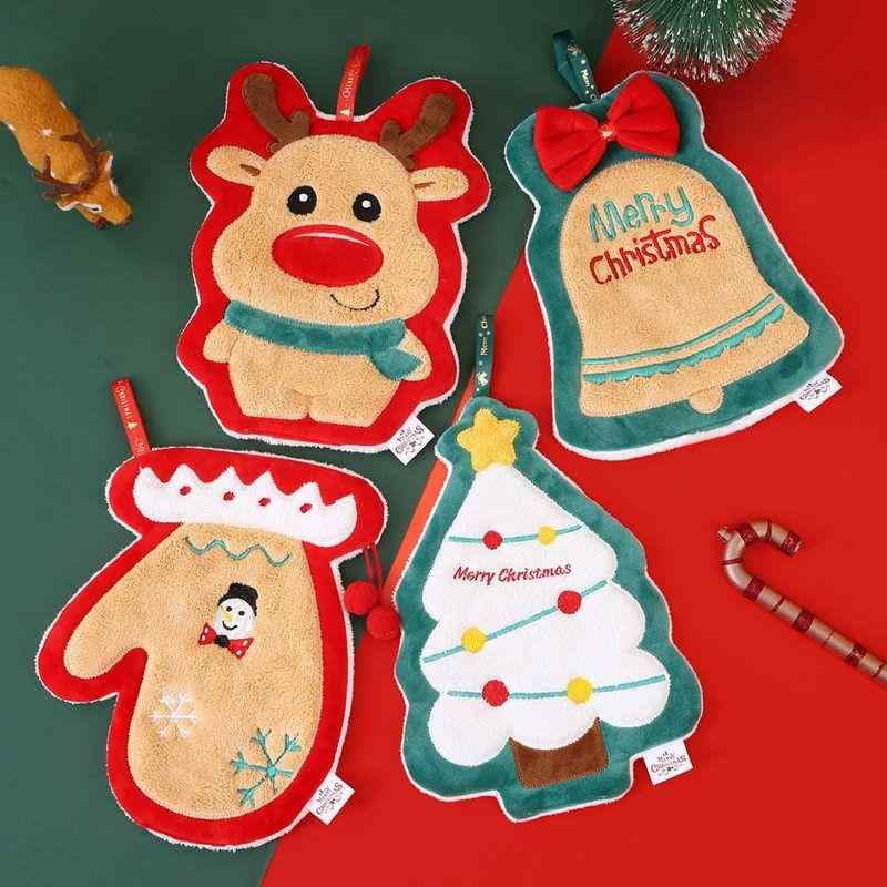 ハンドタオル 掛けるタイプ 厚手 コーラルフランネル 刺繍 クリスマス柄 暖か素材 柔らかい 冬用 キッチン用 バスルーム用 吸水性・素材: 珊瑚絨・カテゴリ: ハンドタオル・柄: クリスマスツリー.クリスマス老人.クリスマスベル.クリスマ...