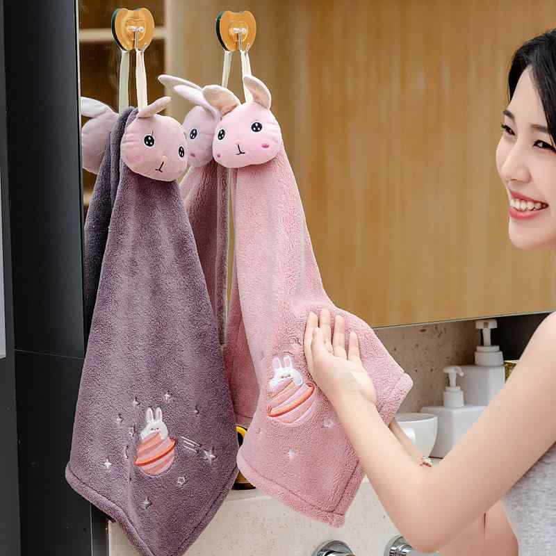 子供用 吊り下げ式 かわいい 吸水速乾 手拭きタオル 浴室 キッチン用 コーラルフリース ハンカチ 柔らかい 衛生 普段使い・対象: 男女共通・柄: カートゥーン・カラー展開: プラムパープル.ピンクベージュ.チェスナットレッド.ピーコック...