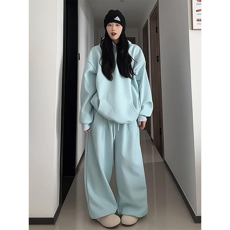 レディース カジュアル スポーツウェア セット ゆったり 厚手 パーカー スウェットパンツ 2点セット 春秋 韓国 リラックス スタイル コーディネート 万能 若見え フィット 普段使い・組み合わせ: 2点セット・主な素材: 綿71-80%...