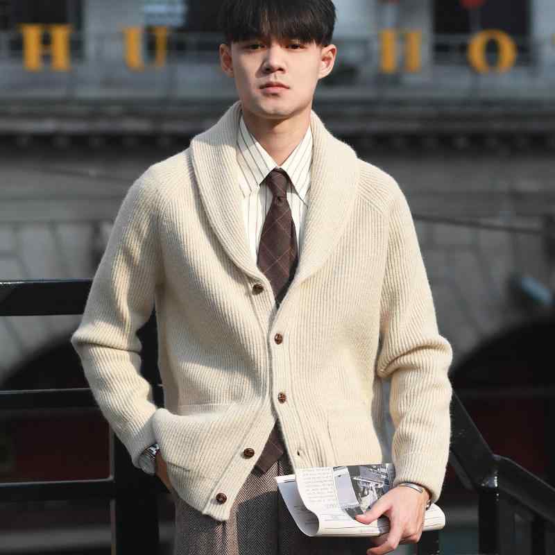 秋冬 厚手 ニット カーディガン レトロ ブリティッシュ風 暖か スリムフィット ストレッチ カジュアル アウター セーター ロング丈 長袖 保温性 ボディライン 普段使い・サイズ展開: M.L.XL.2XL・カラー展開: コーヒー色.杏色...