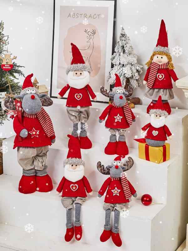 ぬいぐるみ クリスマス 赤い 布 伸縮 雪だるま サンタクロース 飾り 置き物 冬 ギフト 柔らかい かわいい 子供用 室内装飾