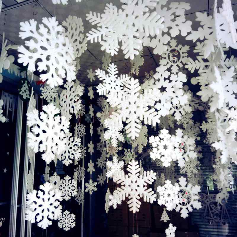クリスマスツリー 雪の結晶 オーナメント 立体 ハンギング飾り 雪花串 ステッカー 冬 飾り付け キット プラスチック 素材 白 シルバー カラー ホームパーティー 用