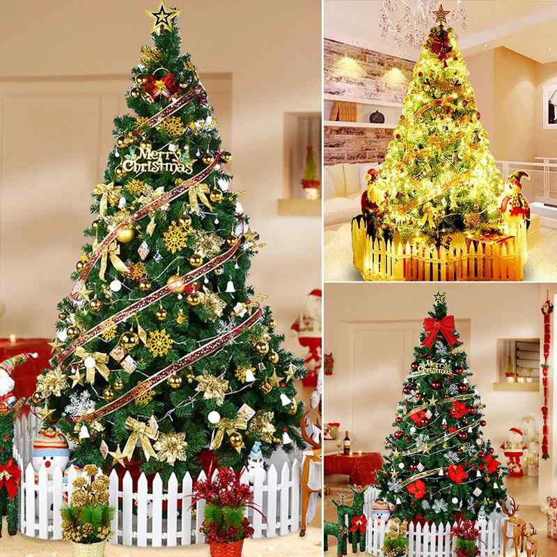 クリスマスツリー セット ゴールド レッド 密集枝葉 クリスマス装飾 家庭用 冬 インテリア 飾り付け 枝葉豊富 華やか 室内用・カラー展開: 金色.红色・サイズ展開: 1.5m.1.8m.2.1m.2.4m.3m