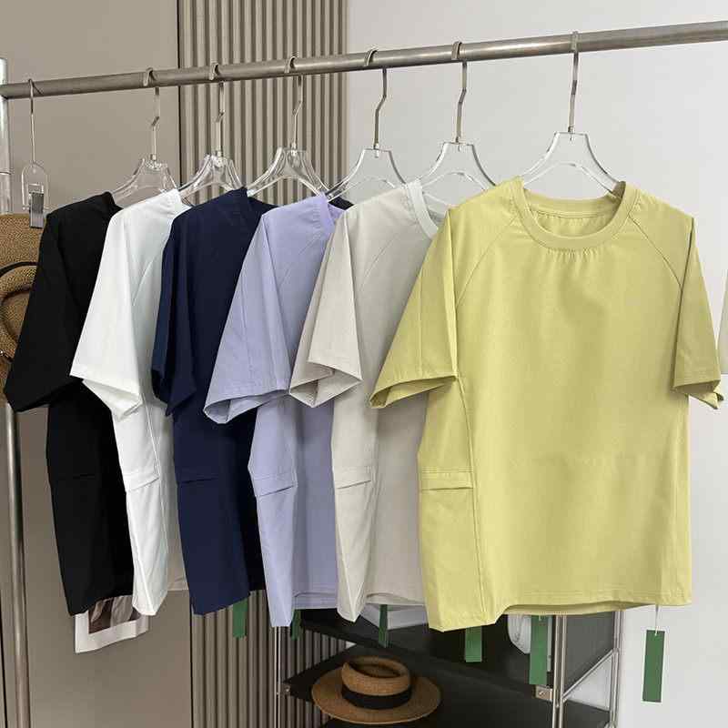 レディース Tシャツ 夏用 短袖 クルーネック 速乾 通気 吸湿排汗 接触冷感 スポーツ トップス アクティブウェア・ネックライン: クルーネック・着丈: 標準・サイズ展開: M.L.XL・カラー展開: 紫.黒.白.紺.淡黄.米灰