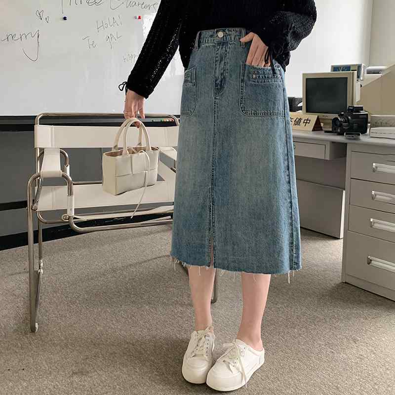 女性用 デニム スカート 夏 ハイウエスト スリット入り ロング丈 ストレート Aライン ビッグサイズ ゆったりシルエット スリム見せ 普段使い カジュアル・カテゴリ: スカート・・主な素材: 綿83.4%.ポリエステル12.7%・適合体型...