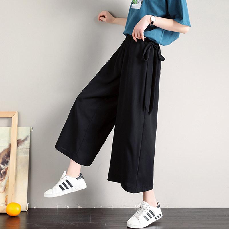 レディース 黒 ワイドレッグパンツ ゆったり ストレート スリム効果 ドレープ感 ビッグサイズ ぽっちゃり 小柄対応 9分丈 薄手 カジュアル 春夏秋・スタイル: ベーシック・要素: ポケット・パンツ型: ワイドレッグストレート・股上: ハ...