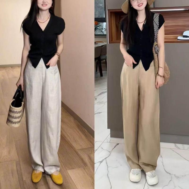 レディース 夏 ワイドパンツ リネン 薄手 ゆったり ラフスタイル ドレープ感 軽量 吸湿速乾 普段使い・スタイル: 汎用・パンツ型: ストレート・詳細: ポケット・ファスナー: ジッパー・腰位置: ハイウエスト・丈: ロング・主な素材: ...