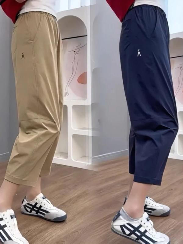 レディース ゆったりパンツ 夏用 速乾 スタイルアップ スポーツカジュアル 9分丈 ボトムス 軽量 吸湿 梨型体型対応 大きめサイズ 切り替え・.韓版・要素: ポケット・パンツ形状: ストレート・詳細: 立体裁断・腰位置: 高腰・丈: 9分...