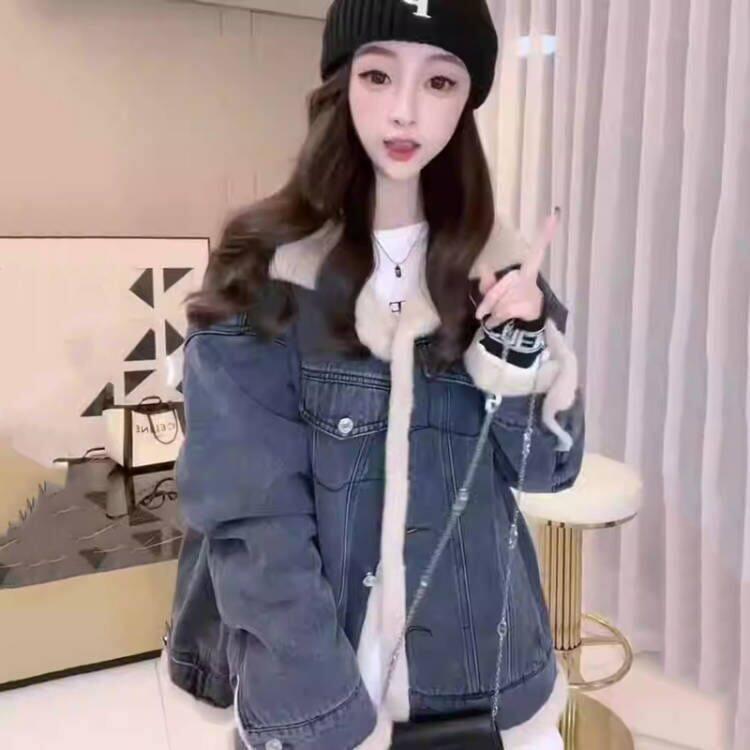 コート 女性用 デニム ラムウール BF風 秋冬 厚手 コットン アウター ゆったり 暖か ボーイフレンドスタイル カジュアル・対象年齢: 18-24歳・サイズ展開: S.M.L.XL・主な素材: コットン50.2%.ポリエステル36.6%...