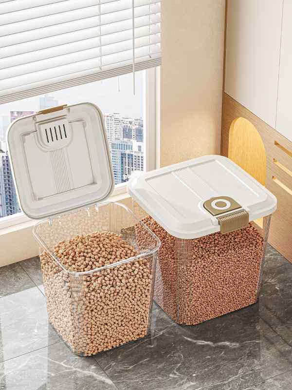 ペットフード 保存容器 猫用 犬用 密封 防湿 スプーン付き 収納ボックス おやつ フリーズドライ対応 プラスチック 軽量 簡単収納・対象動物: 猫・犬・カラー展開: 透明白.クリーム白・サイズ展開: 小号.中号.大号.加大号・収容量: 約...