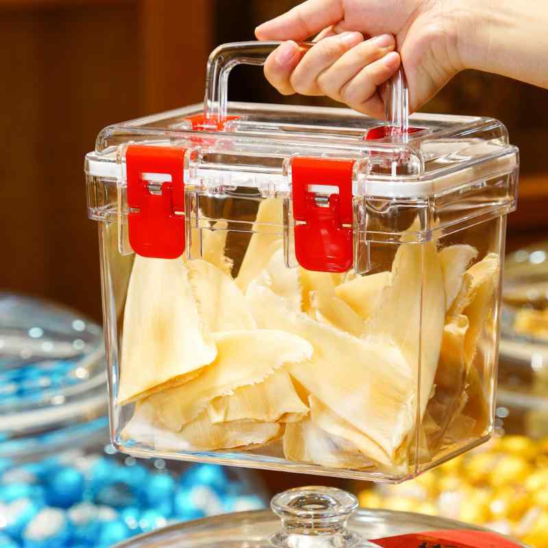 収納ボックス 食品保存用 透明プラスチック 防潮 密封 手提げ 魚膠 花膠 燕の巣 陳皮 干物対応 キッチン収納 家庭用 軽量 耐久性・スタイル: 欧風・形状: 方形・機能: 防カビ・素材: プラスチック・: 単色・用途: 食品保存・用途:...