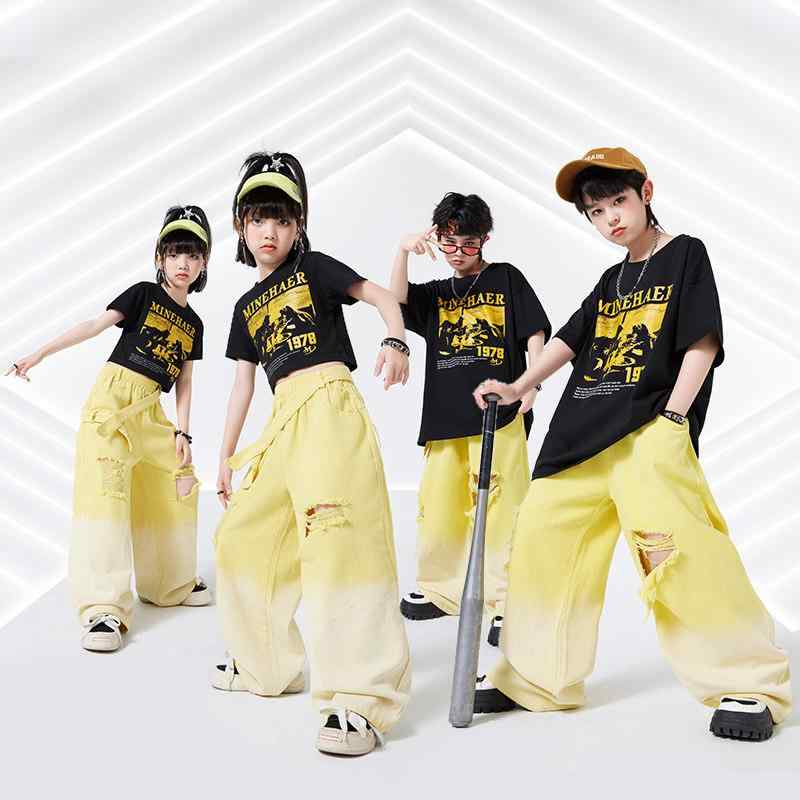 ダンス衣装 キッズ 男の子 女の子 ヒップホップ ジャズダンス 夏 ステージパフォーマンス ファッション クールスタイル ストリートダンス グループ用 かっこいい・スタイル: ヒップホップ・ダンスタイプ: ストリートダンス・対象年齢: 4歳...