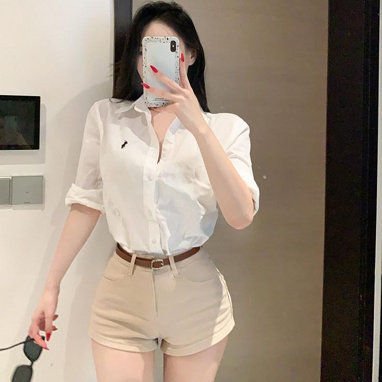 シャツ レディース ホワイト リネン 夏用 UVカット 接触冷感 ポニー刺繍 エレガント カジュアル コットン麻 軽量 通気性 吸湿速乾 素材 普段使い アウトドア・韓国・版型: ゆったり型・袖型: 普通・袖丈: 長袖・襟型: ポロ・着丈:...