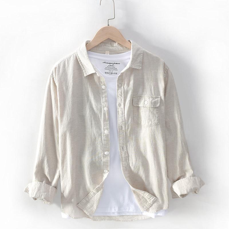 シャツ メンズ 夏用 薄手 長袖 リネン コットン混 カジュアル トップス 軽量 吸湿速乾 普段使い ストレッチ・柄: 無地・ネックライン: スタンドカラー・カラー展開: 杏色.グレー.天藍・袖丈: 長袖・厚み: 薄手・版型: ゆったり・詳...