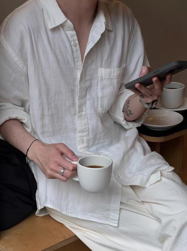 シャツ メンズ 長袖 白 UVカット 夏用 薄手 コットンリネン 高級感 カジュアル リラックス風 クールスタイル ゆったりシルエット 軽量 通勤 普段使い アウトドア・基礎スタイル: 青春・スタイル詳細: キルティング・加工: ノーアイロ...