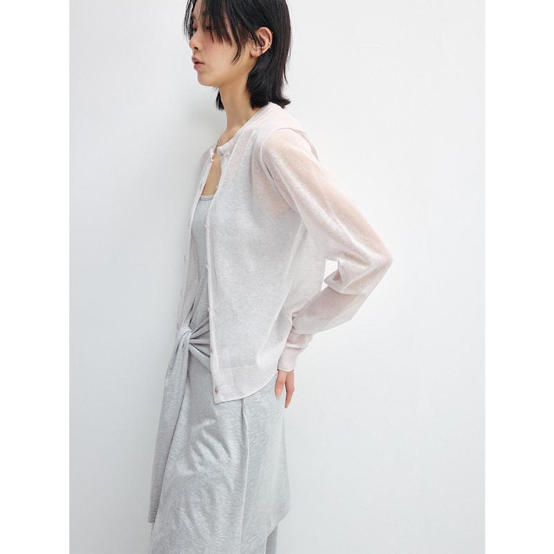 カーディガン 長袖 UVカット リネン コットン ニット レイヤード 女性用 軽量 吸湿速乾 春夏・シルエット: スリム・要素: ボタン・主な素材: 綿100%・袖型: ストレート・スタイル: 開襟・袖丈: 長袖・ネックライン: クルーネッ...