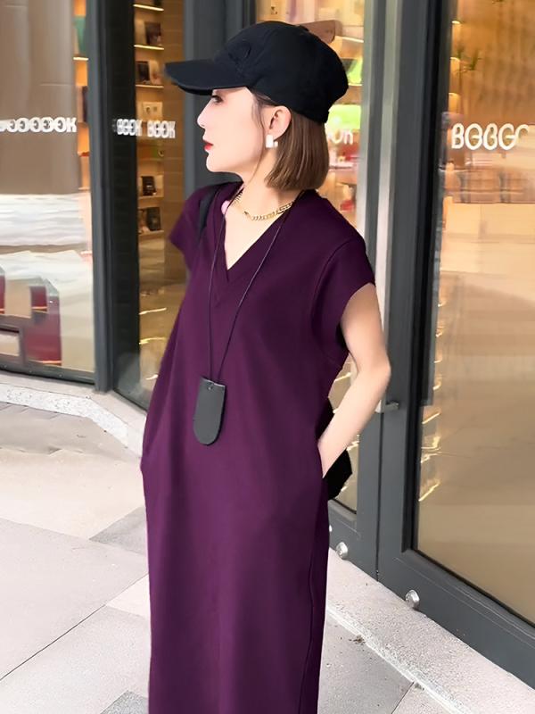 ワンピース レディース Vネック フリルスリーブ ゆったり ロング 夏 カジュアル 上品 高級感 軽量 伸縮性・スタイル: 復古風・要素: 刺繍.開叉・腰型: ゆったり腰・袖型: パフスリーブ・スカート型: ストレートスカート・適用年齢: ...