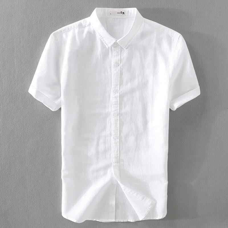 シャツ メンズ 白 半袖 リネン 薄手 カジュアル スリム ビジネス 通勤用 コットンリネン 素材 夏用 トップス 軽量 通気性 吸湿速乾・主な素材: 麻55%.綿45%・袖丈: 短袖・襟型: ポイントカラー・柄: 無地・サイズ展開: M....
